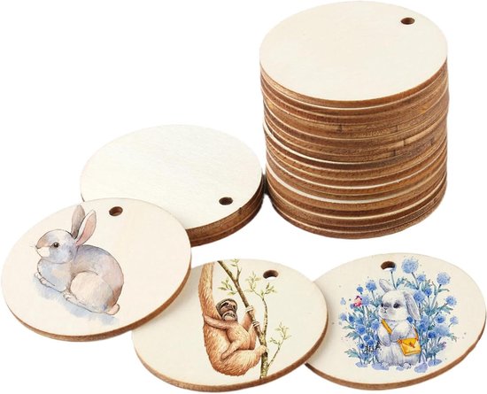 Ronde houten schijven 5 cm met gat - 25 stuks voor bruiloftsdecoraties ...