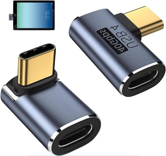 Kombi-Pack 40 Gbps USB C Hoek Plug 90° Adapter Kit met 240W PDUsb C ...