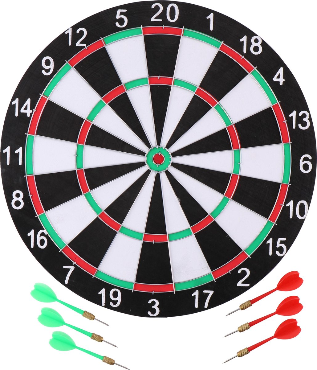 Masterdarts Dartbord - 40,5 cm - tweezijdig - met 6 darts | bol.com