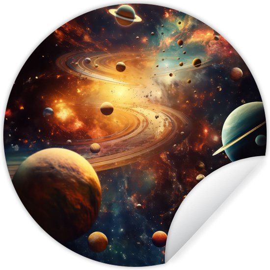 Behangcirkel ruimte - Planeten - Neon - Sterren - Muurstickers ...