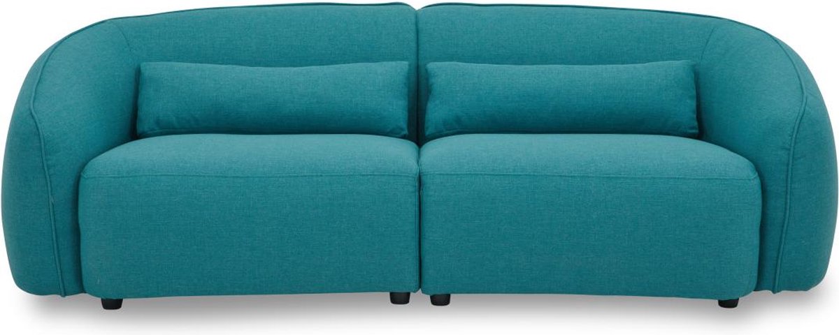 3-zits-slaapbank van turquoise-blauwe stof STEFIAN L 230 cm x H 76 cm x ...