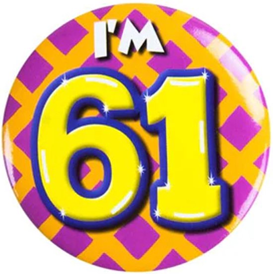 Button 61 Jaar - Button met speld (55mm) - Leeftijd badge - 61 Jaar ...