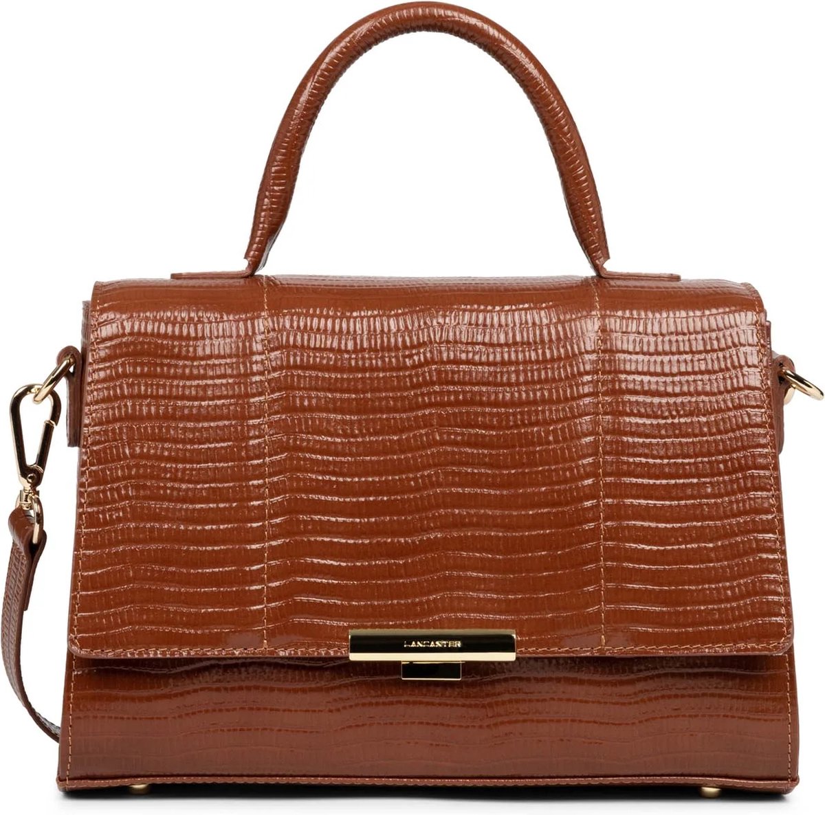 Handtas Lancaster Paris Exotic Trinity - Lizard - Cognac | bol.com
