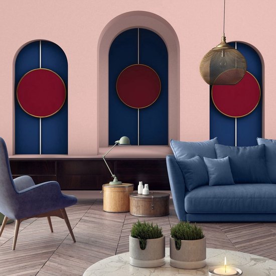 Fotobehang - Vlies Behang - Minimalisme Geometrische Pastelbogen 3D ...