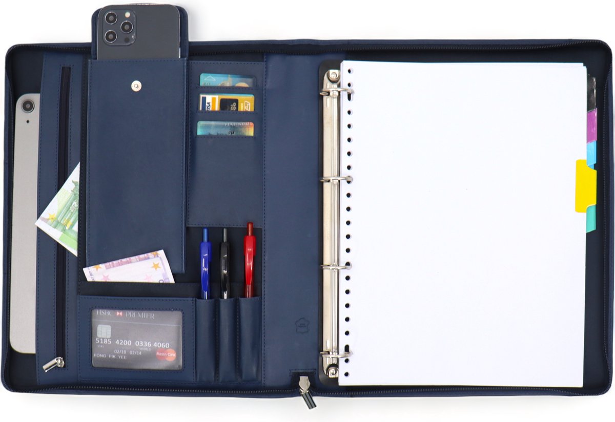 Leren Schrijfmap - Werkmap A4 - Anti-lost Tracker - Business set | bol.com