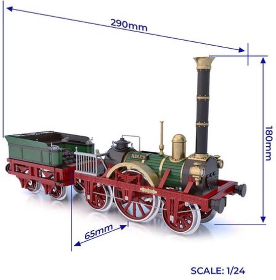 OcCre Locomotief Adler - Houten modelbouw schaal 1:24 - Modelspoorbaan ...