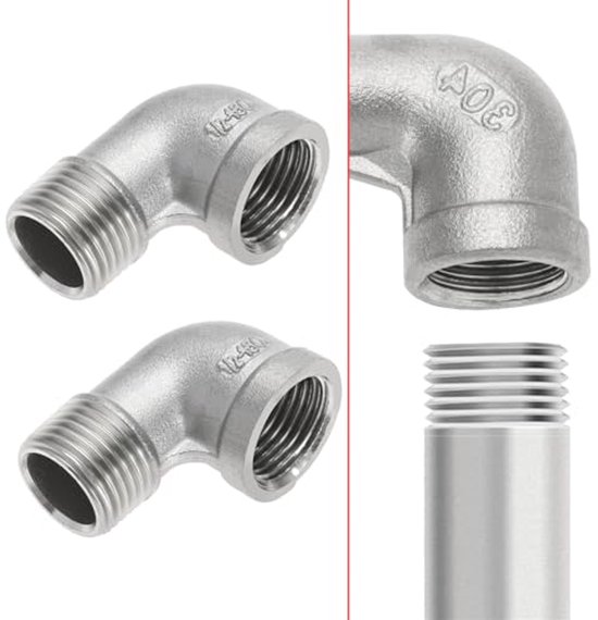 2 Stks 304 Rvs 90 Graden Elleboog Connectors 1/2 "BSP Draad Elleboog ...