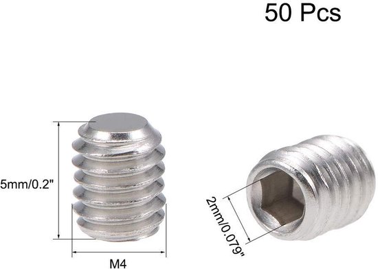 Inbusschroef platte kop roestvrijstalen schroef (50 stuks) - M4x5mm ...
