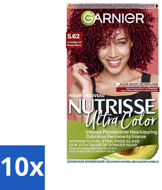 10 x Garnier - Nutrisse Ultra Color 5.62 - Haarkleuring - Levendig Rood ...