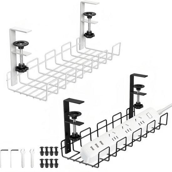 Set of 2 Cable Management - Desk Height Adjustable Cable Tray - No ...