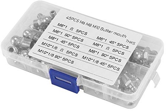 Duurzame vet tepel set - 45 stuks M6/M8/M10 voor mechanische smering | bol