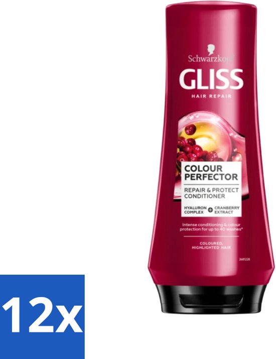 12 x Gliss - Hair Repair - Conditioner voor Kleurbehoud en Glans - 200 ...