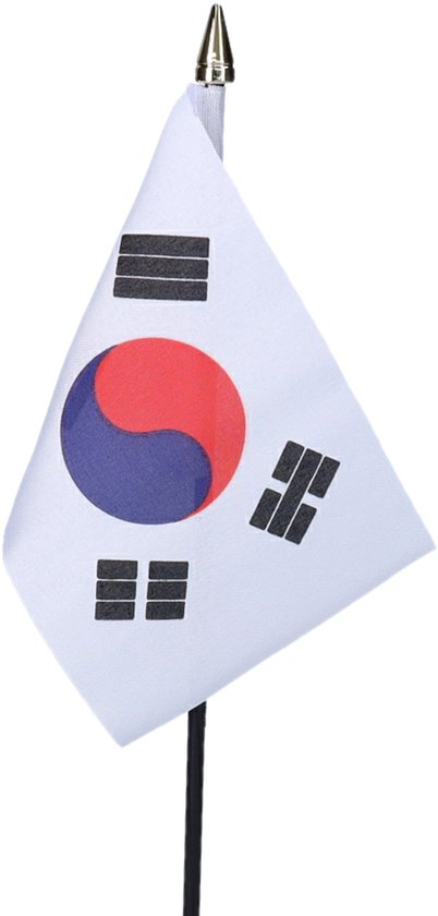 Zuid Korea - 2x - mini vlaggetje van 10 x 15 cm op stokje - Landen vlag ...