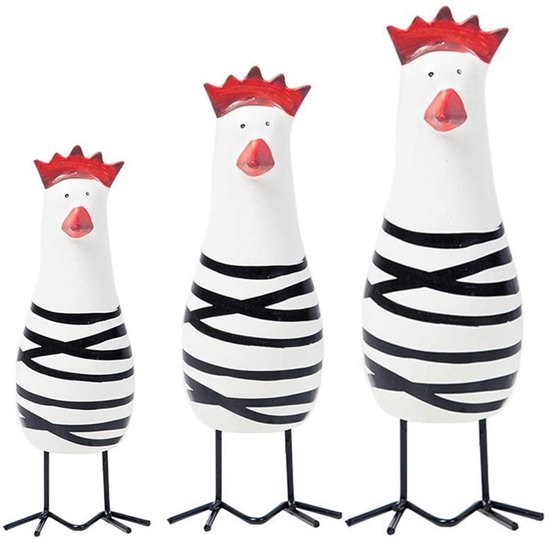 3pcs Funny Wooden Rooster, Cute Chicken Chook Carving Figurines ...