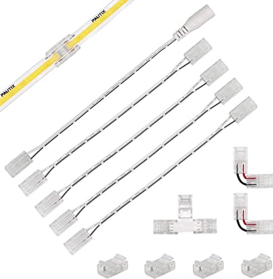 COB LED Strip Connector Set - 8 mm Breed, 4 Transparante ...