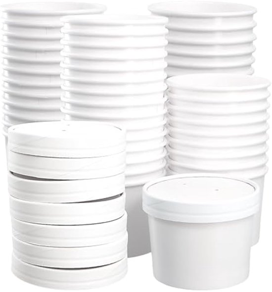 Universele 50 350 ml wegwerp-soepbekers wit deksel 350 ml 50 stuks ...