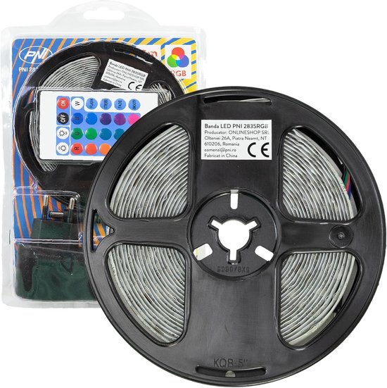 Dimbare RGB LED-strip 5 meter met afstandsbediening en IP65 bescherming ...