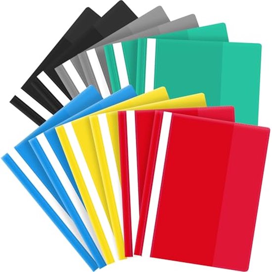 Kleurige A4 Snelhechtmappen Set met Tekstveld - Transparante Softcover ...