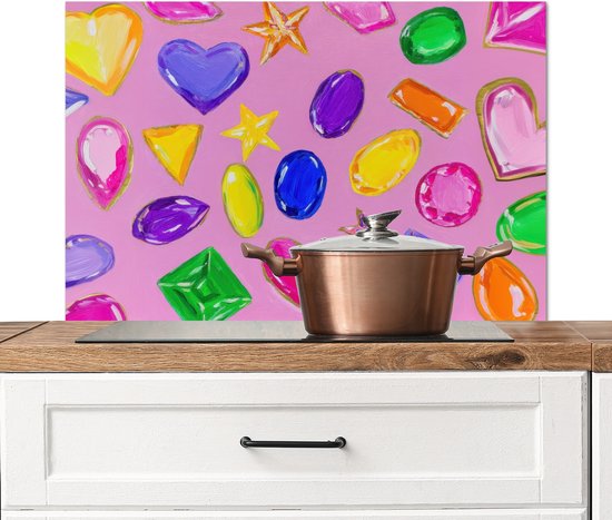 Spatscherm keuken 80x55 cm - Kookplaat achterwand Edelstenen - Vormen ...