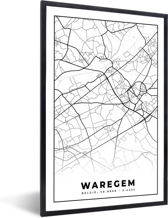 Posters Zwart Wit - Zwart Wit – België – Plattegrond – Stadskaart ...