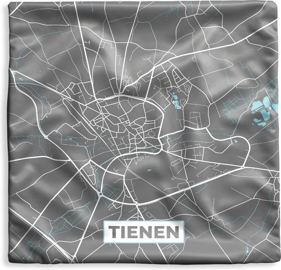 Kussenhoes 60x60 cm - België – Tienen – Stadskaart – Kaart – Blauw ...