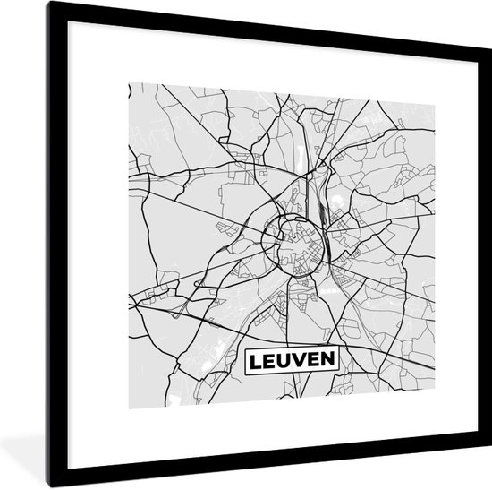 Fotolijst incl. Poster Zwart Wit- Stadskaart – Zwart Wit - Kaart ...