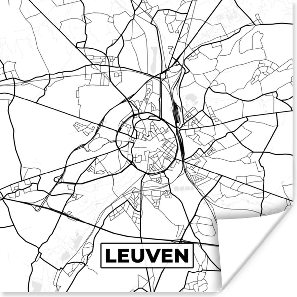 Poster Kaart – Plattegrond – Stadskaart – Leuven – België – Zwart Wit ...