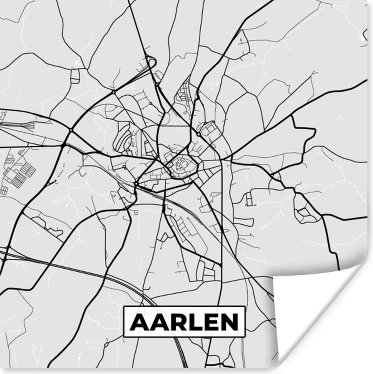 Poster Stadskaart – Plattegrond – België – Zwart Wit – Aarlen – Kaart ...