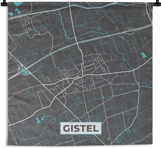 Wandkleed - Wanddoek - Stadskaart – Grijs - Kaart – Gistel – België ...