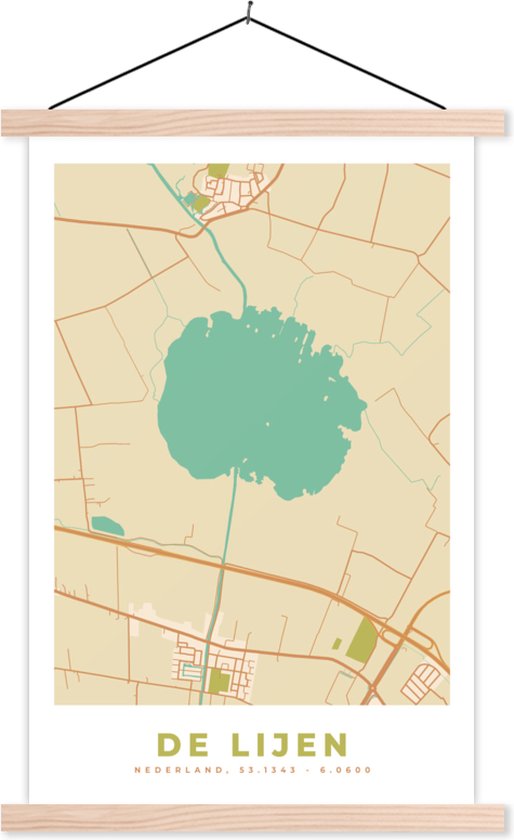 Posterhanger incl. Poster - Schoolplaat - Kaart - Vintage - Plattegrond ...