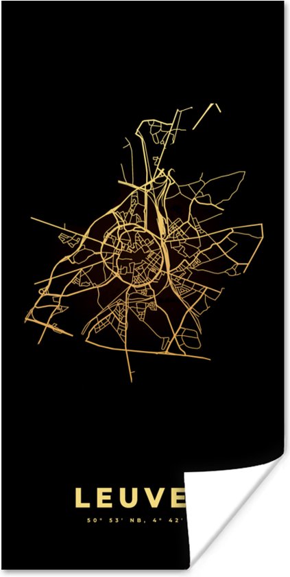 Poster Leuven – België - Goud - Kaart – Stadskaart – Plattegrond ...