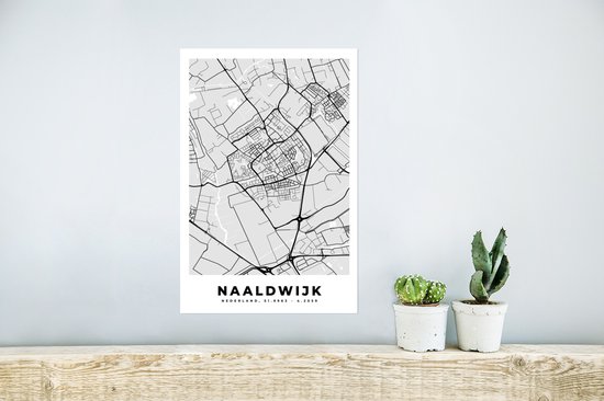 Affiche Naaldwijk - City Map - Zwart Wit - Carte - Carte - Pays ...