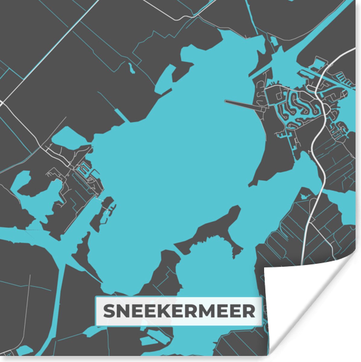 Poster Kaart - Friesland - Water - Stadskaart - Plattegrond ...