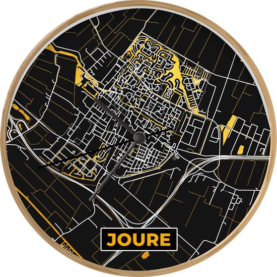 Klok - Ø 30 cm - Joure - Black and Gold - Stadskaart - Plattegrond ...