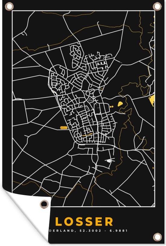 Tuinposters buiten Losser - Black and Gold - Stadskaart - Plattegrond ...