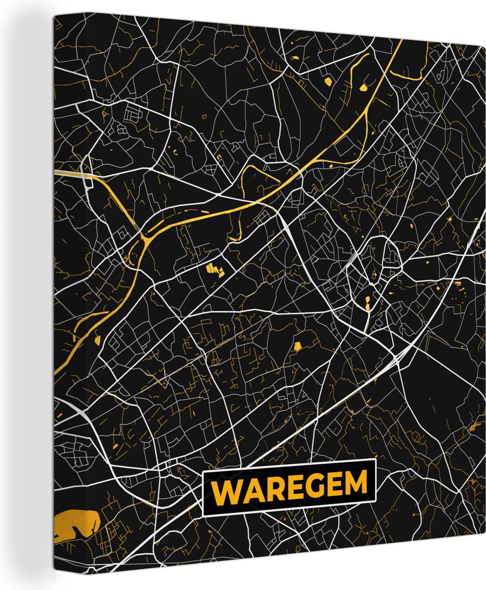Tableau sur Toile Waregem - Plan de Ville - Carte - Plan - Or - 90x90 ...
