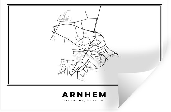 Muurstickers - Sticker Folie - Nederland – Arnhem – Stadskaart – Kaart ...