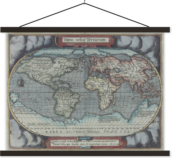Schoolplaat - Textielposter - Wereldkaart - Vintage - Atlas - 120x90 cm - Textiel poster | bol.com