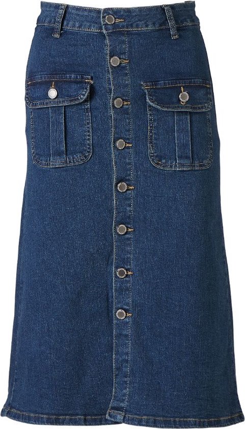 Dames rok denim met knopen lang met stretch | Maat M | bol.com