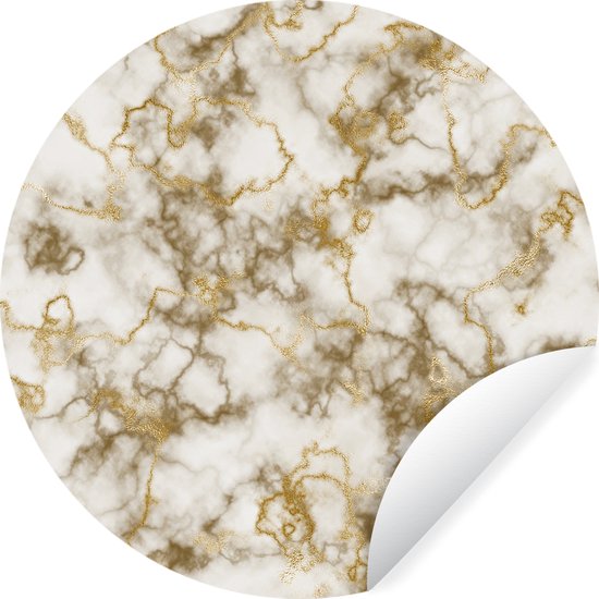 WallCircle - Muurstickers - Behangcirkel - Marmer - Wit - Goud - 100x100 cm -... | bol