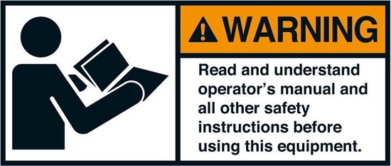 Warning Read operators instructions sticker, ANSI, 2 per vel 35 x 80 mm ...