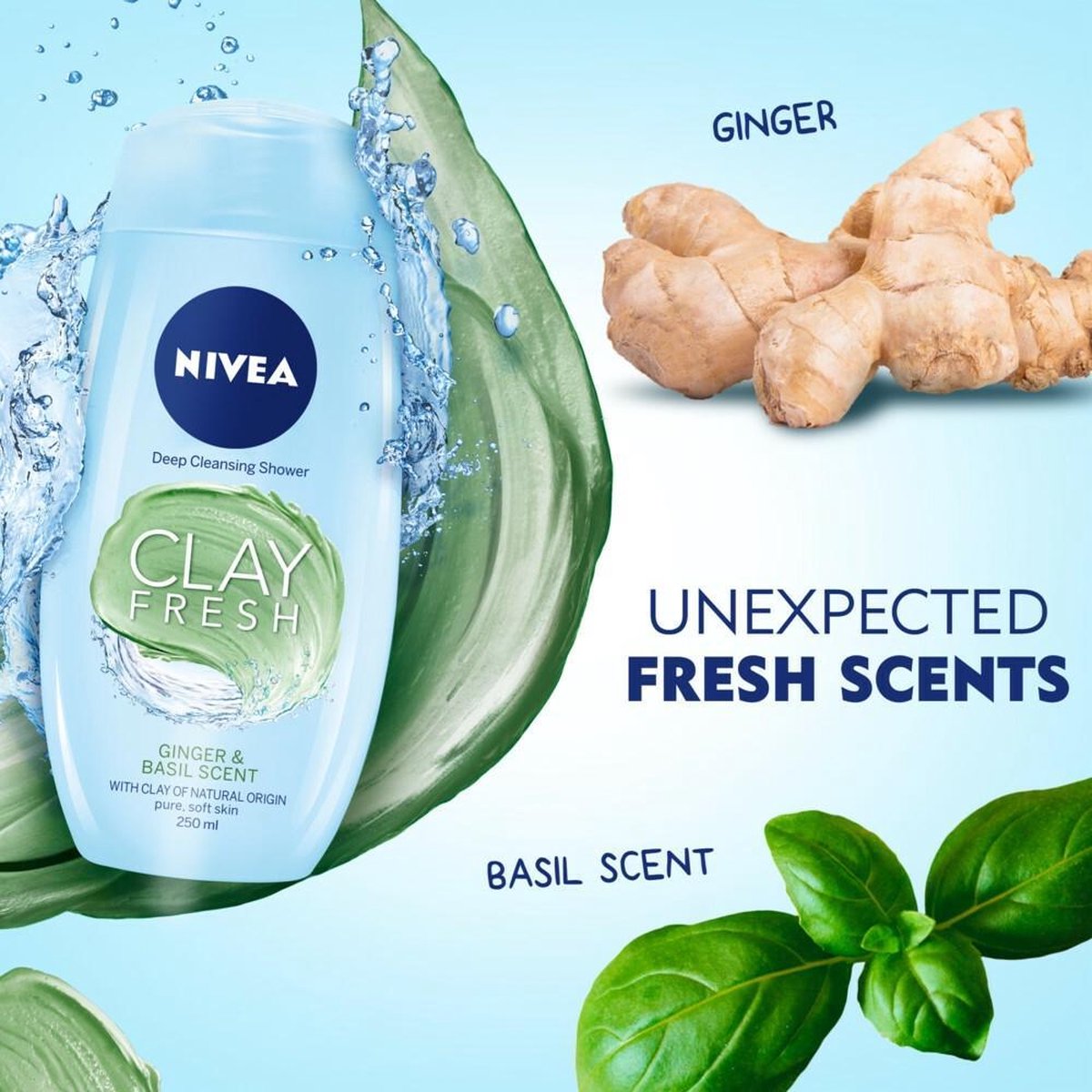 Nivea Clay Fresh Gel Douche Gingembre et Basilic 250 ml | bol.com