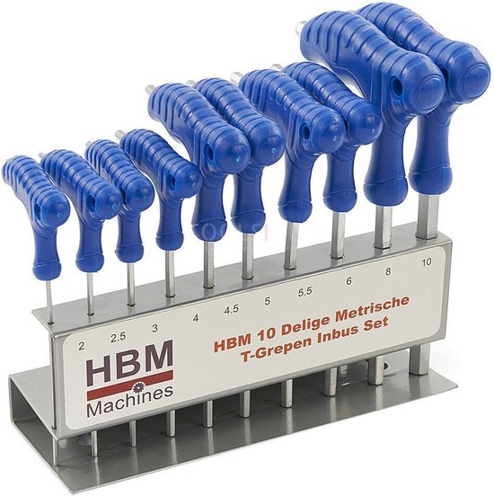 HBM 10 Delige Metrische T-Grepen Inbus Set | bol