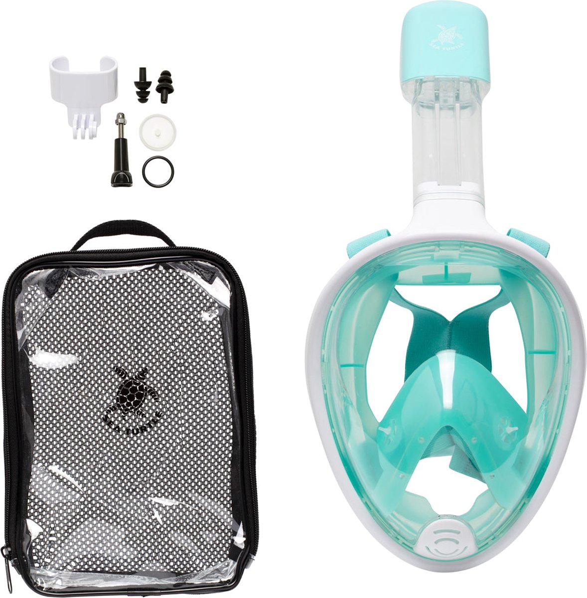 Sea Turtle Full Face Mask - Snorkelmasker - Volwassenen - Wit/Turquoise ...