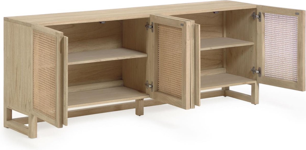 Kave Home - Buffet Rexit en bois de mindi massif et placage de rotin ...