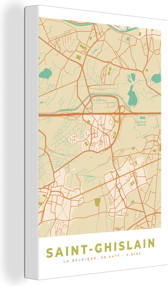 Peinture sur toile Carte - Carte - Vintage - Plan de Ville - Saint ...