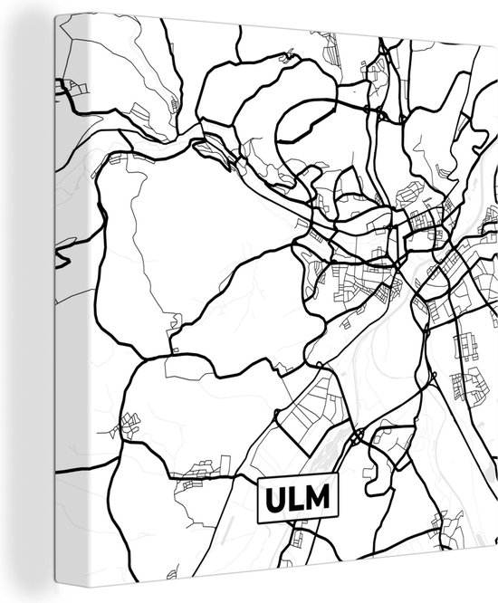 Canvas Schilderij Plattegrond - Ulm - Kaart - Stadskaart - 90x90 cm ...
