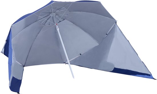 Outsunny 2-in-1 strandscherm zonnescherm strandtent windscherm 210 cm ...
