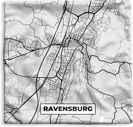 Kussenhoes 45x45 cm - Duitsland - Stadskaart - Plattegrond - Ravensburg ...