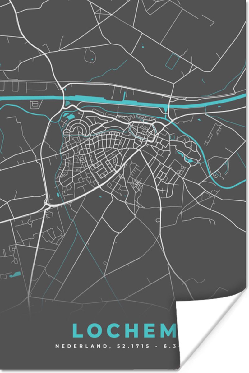 Poster Kaart - Lochem - Stadskaart - Plattegrond - 80x120 cm | bol.com